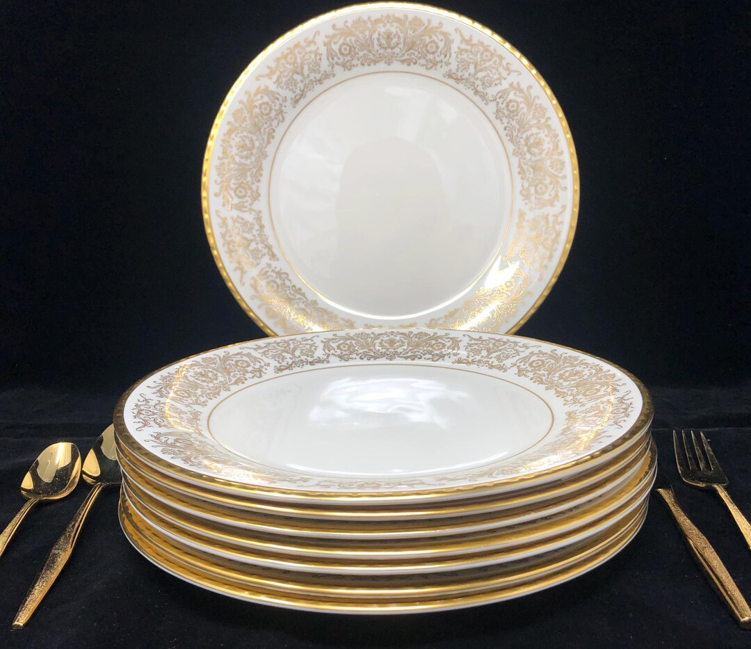 Pickard Tiara Gold DINNER PLATES Set of 8 Tiara Gold by Pickard Wedding ...