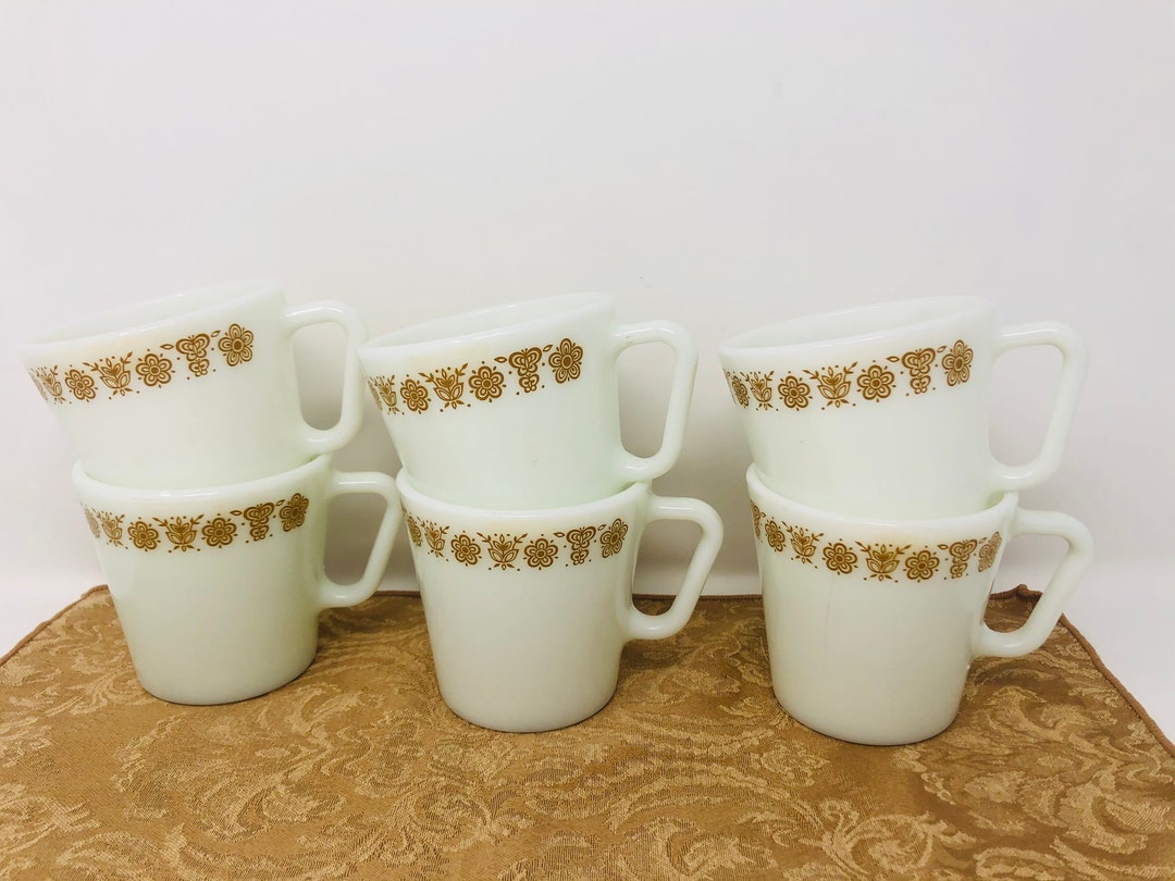 Pyrex Butterfly Gold Mugs Set of 6 Corning Pyrex D Handle Mugs Set ...