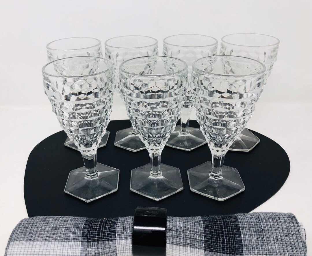 Fostoria American Clear Water Goblets Set of 7 Fostoria Crystal Stacked ...