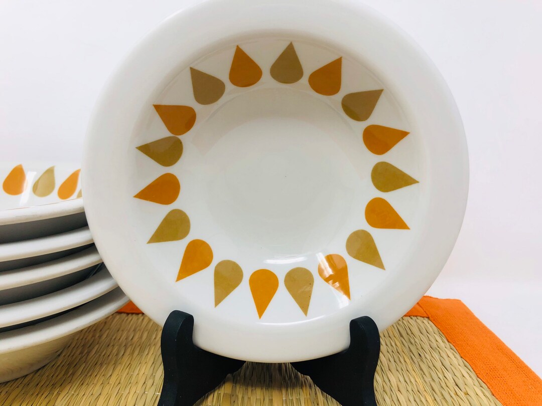Shenango Mod Restaurant Bowls China Mod Orange Bronze Teardrop Pattern ...