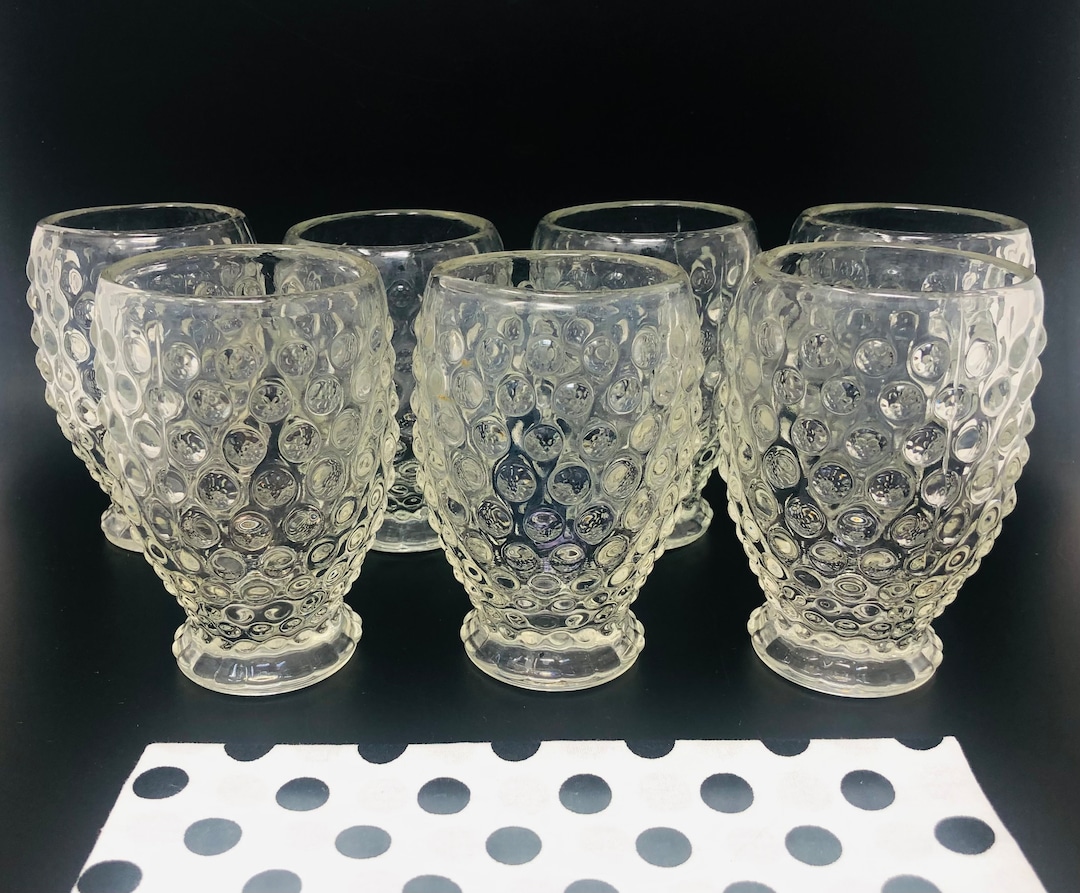 Tiara Hobnail Clear 9 Ounce Tumblers Set Of 7 Clear Hobnail Tumblers 1950s 1960 Hobnail Glasses