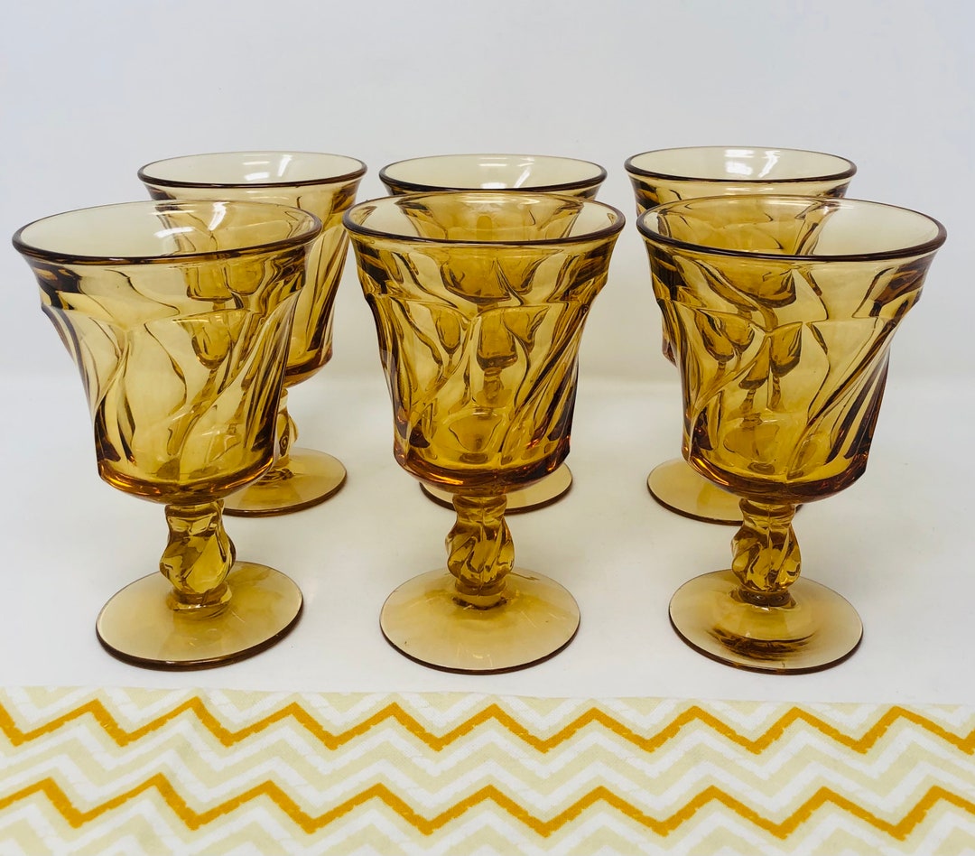 Fostoria Jamestown Amber Water Goblets - Mid-century Set of 6 - Etsy