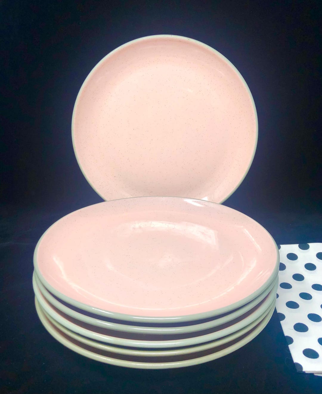Shell Pink Harkerware DINNER PLATES Set of 6 Pink Gray Dinnerware 50s ...