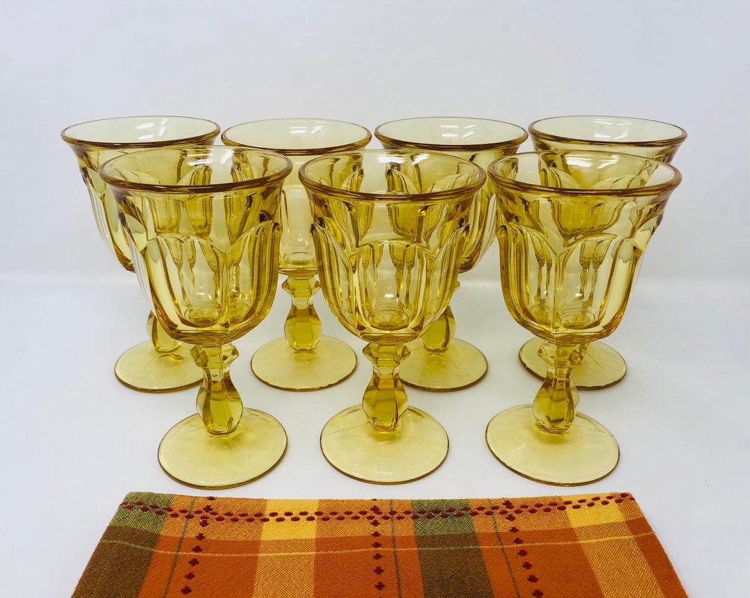 Old Williamsburg Yellow Imperial Glass Water Goblets Set of 7 ...