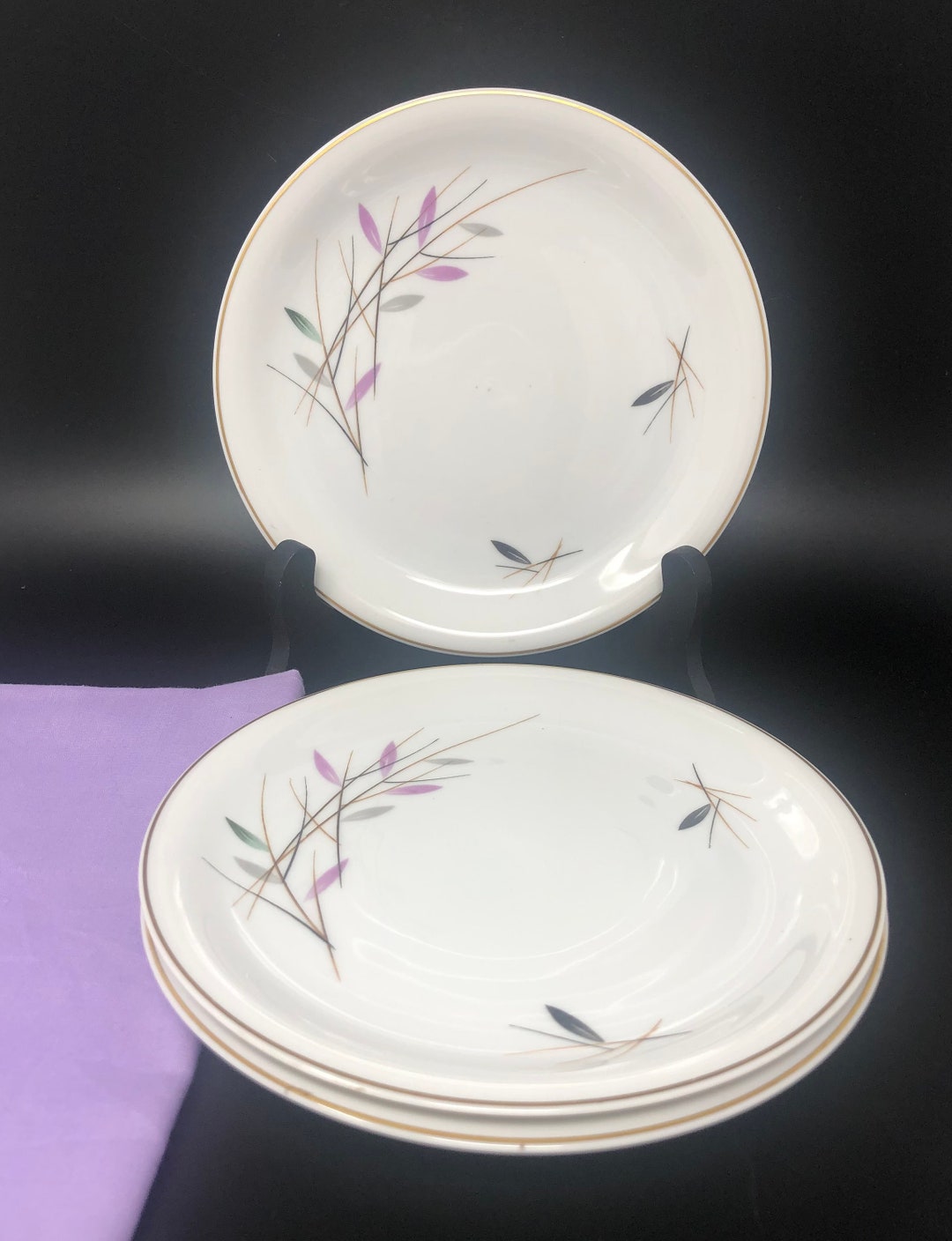 Geisha Rosenthal Continental Bread Plates Set of 3 Asian Mod Flowers ...