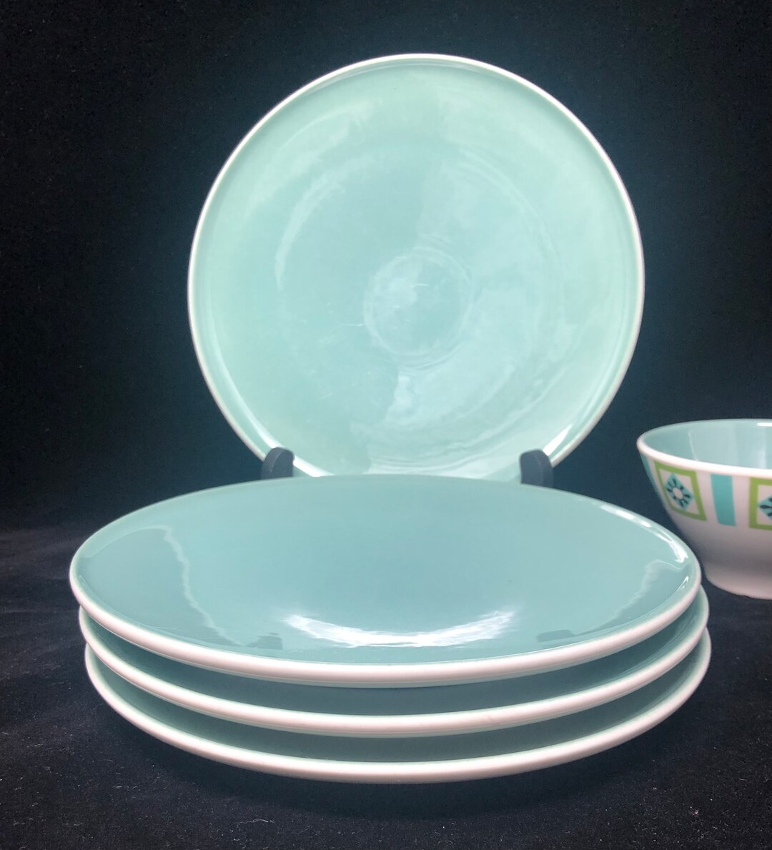Bombay Green Iroquois SALAD PLATES Set of 4 Ben Seibel Design RARE 1969 ...