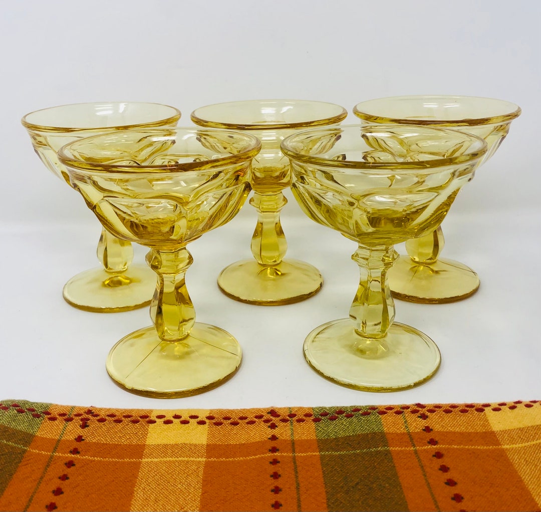 Old Williamsburg Yellow Imperial Glass Champagne Tall Sherbet Set of 5 ...