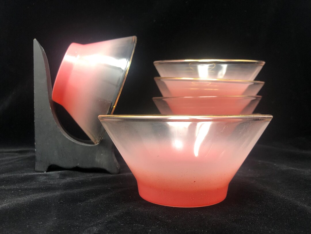 Blendo Pink Riviera Bowls Set of 6 Riviera Pink Frosted Glass Bowls ...