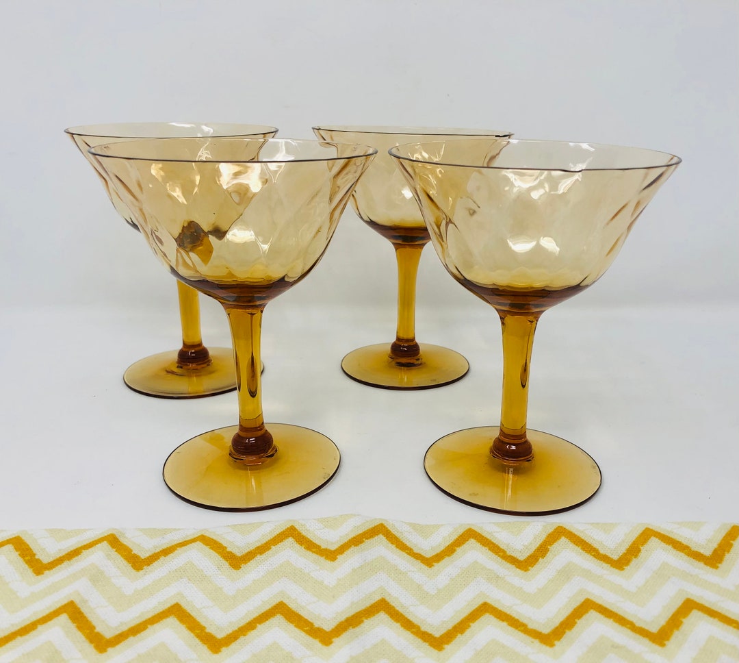 Prohibition Era Barware Diamond Classic Amber by Monongah Champagne Low ...