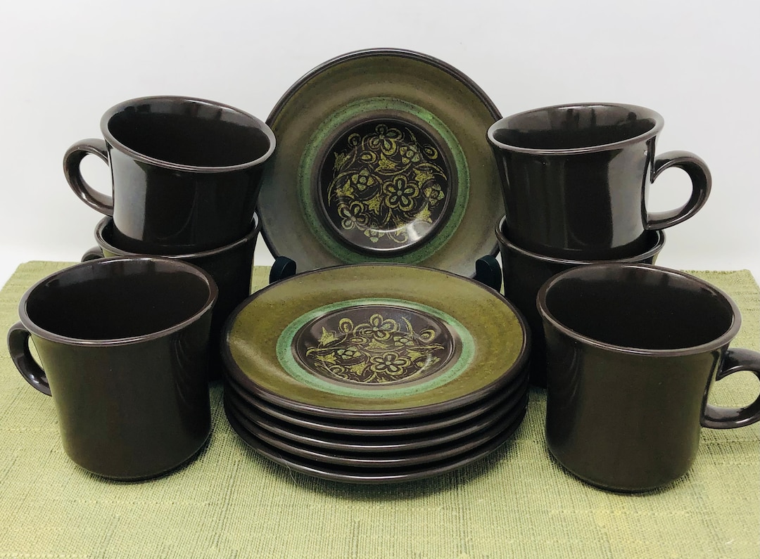 Franciscan Madeira Cups and Saucers Set: 1970s Mediterranean Dinnerware ...