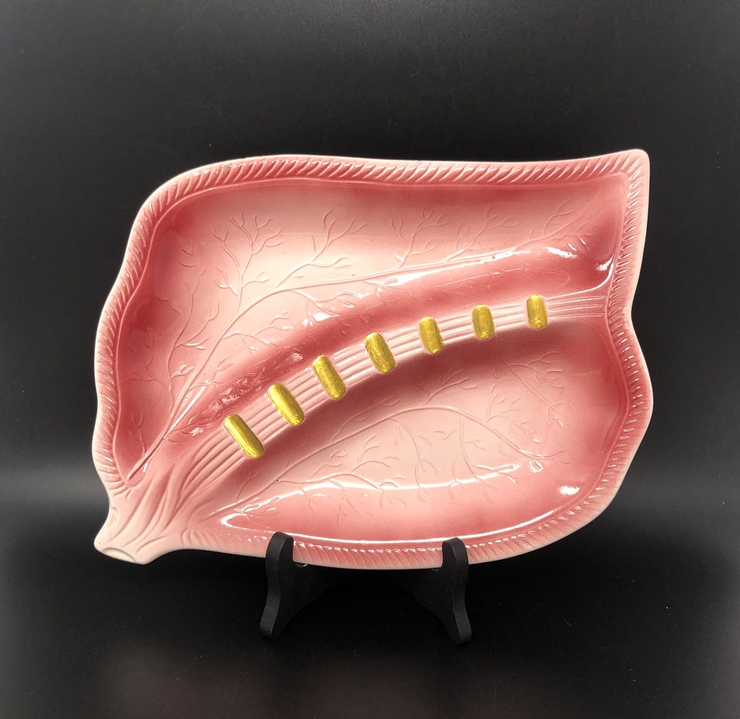 Pink Leaf Ashtray Pink Gold Ceramic Ashtray 1950s Made in Japan Pink ...