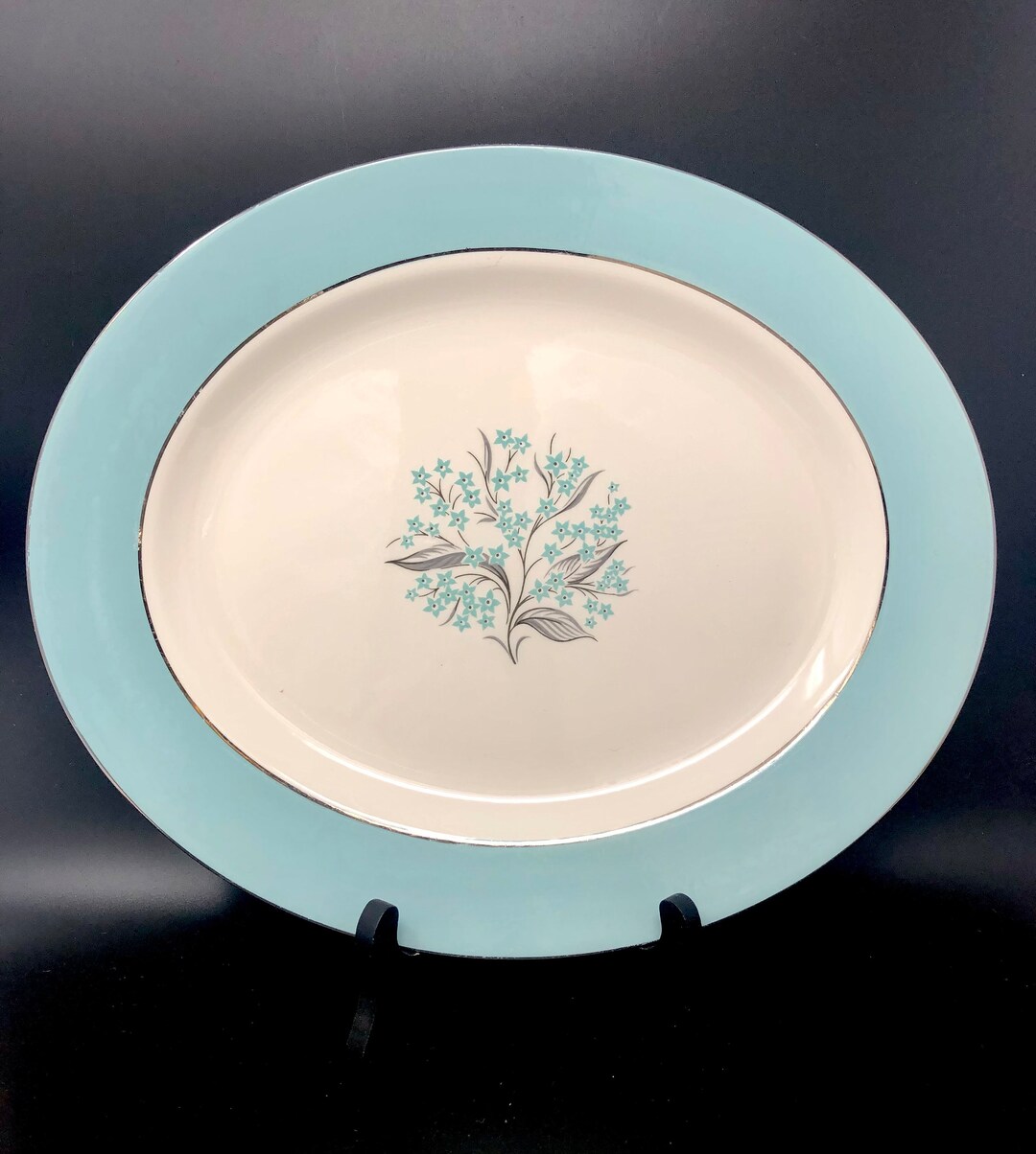 Sevron Blue Lace Platter 1950s Blue Floral Dinnerware Blue Lace by ...