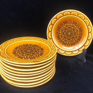 Coventry Castilian BREAD PLATES Set of 8 Granada Shape Gold Body Black ...