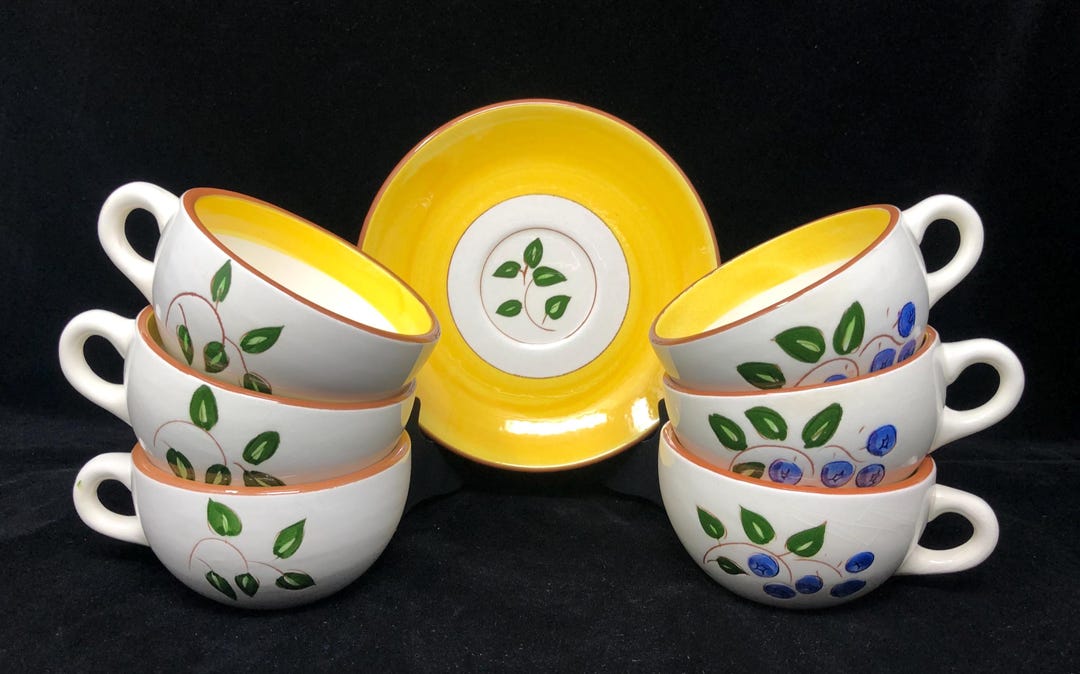 Stangl Blueberry ONE Saucer SIX Cups Stangl Pottery Cups and Saucers ...