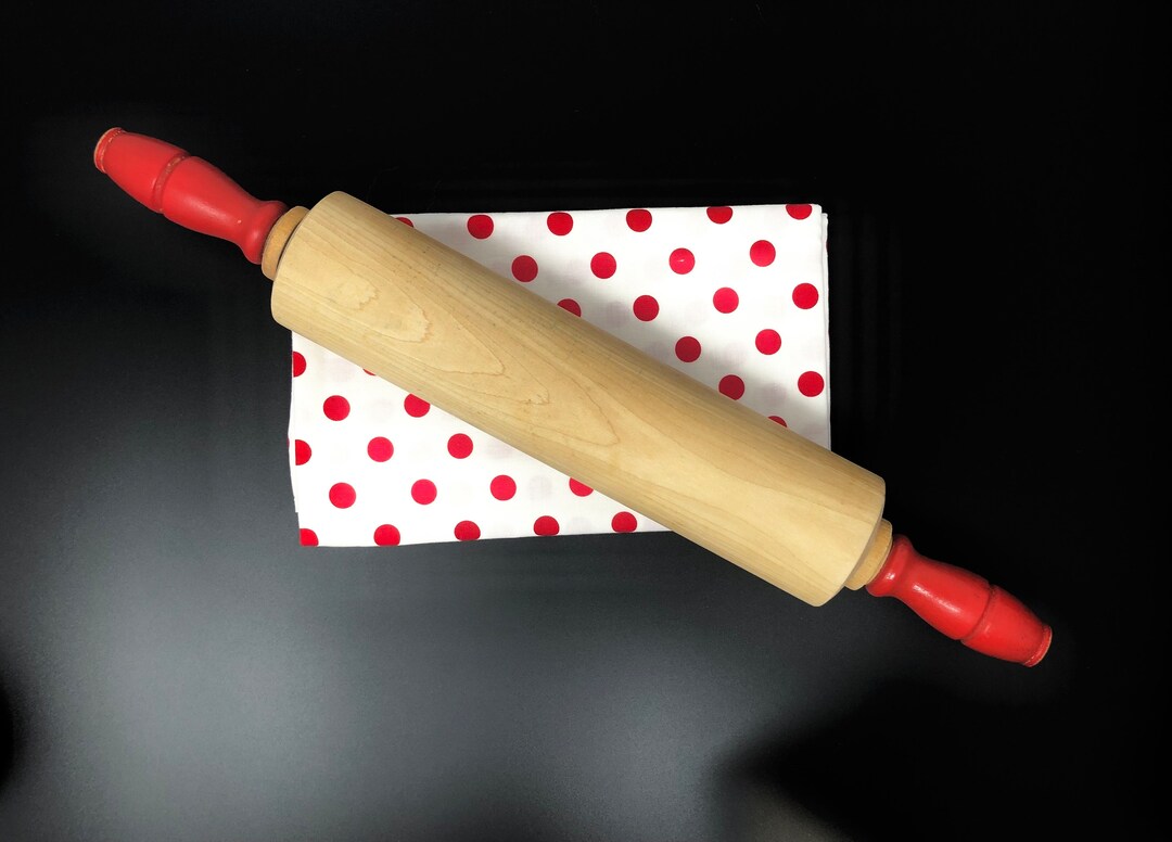 Red Handle Rolling Pin Wooden 1950s Red Kitchen Tools Vintage Kitchen ...