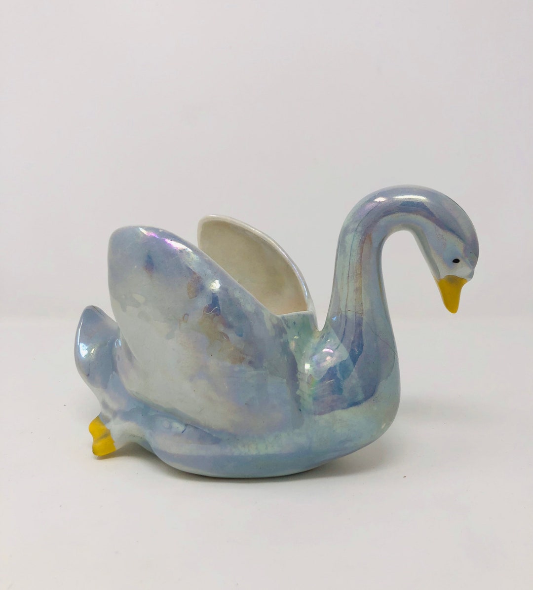 Blue Swan Planter Lusterware Iridescent Swan Planter Vintage - Etsy