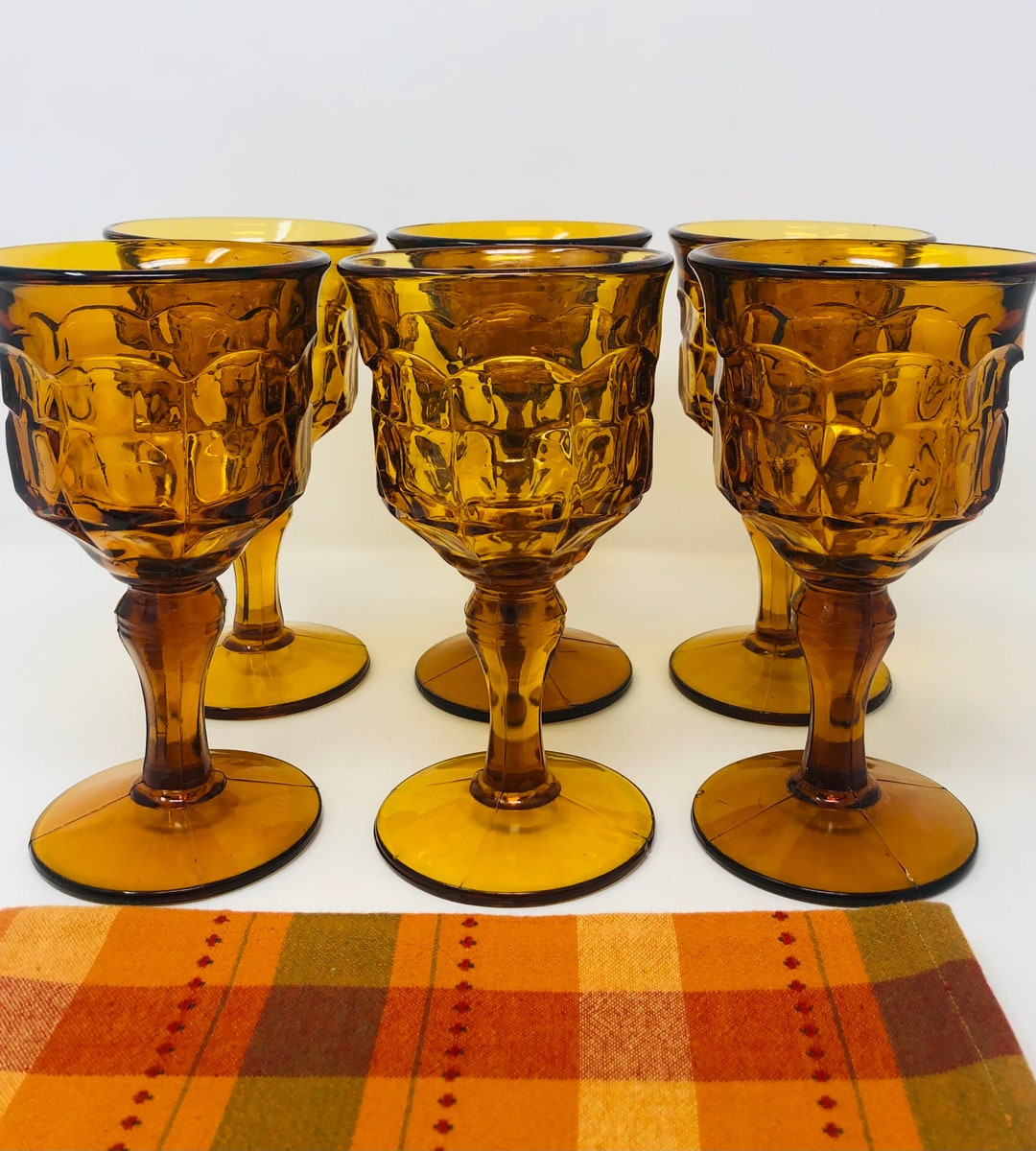 Amber Goblets Constellation Amber Water Goblets Set of 6 Indiana Glass ...