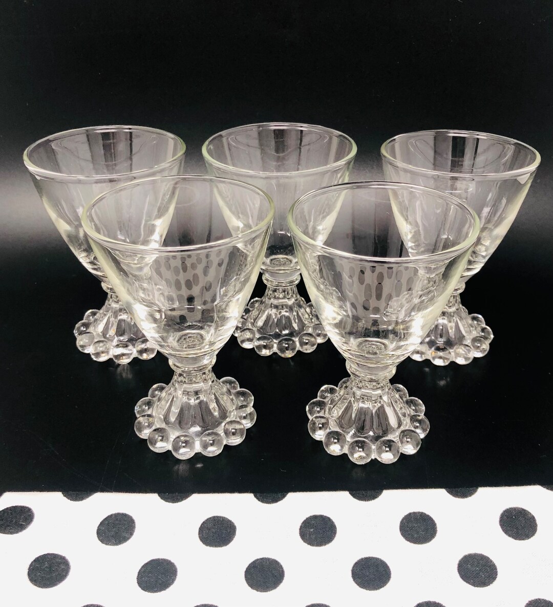 Berwick Boopie Cocktail Bubble Foot Juice Cocktail Set of 5 Bubble Foot Glasses 1950s Clear ...