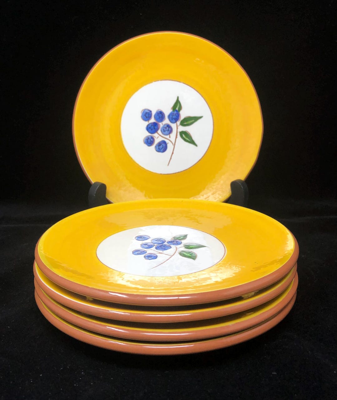Stangl Blueberry Bread Plates Set of 5 Stangl Pottery Bread and Butter ...