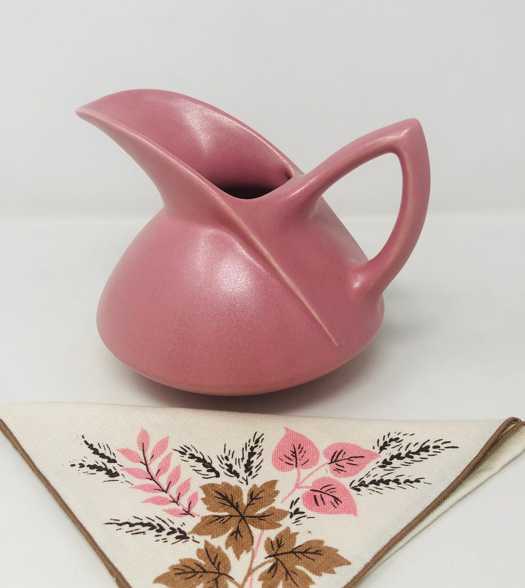 Rose Pink Pottery PITCHER Ceramic Mod Design Pink Pottery Pitcher Mid ...