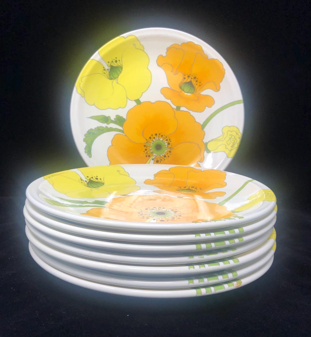 Wild Poppy SALAD PLATES Set of 8 Wild Poppy Metlox Poppytrail Vernon ...
