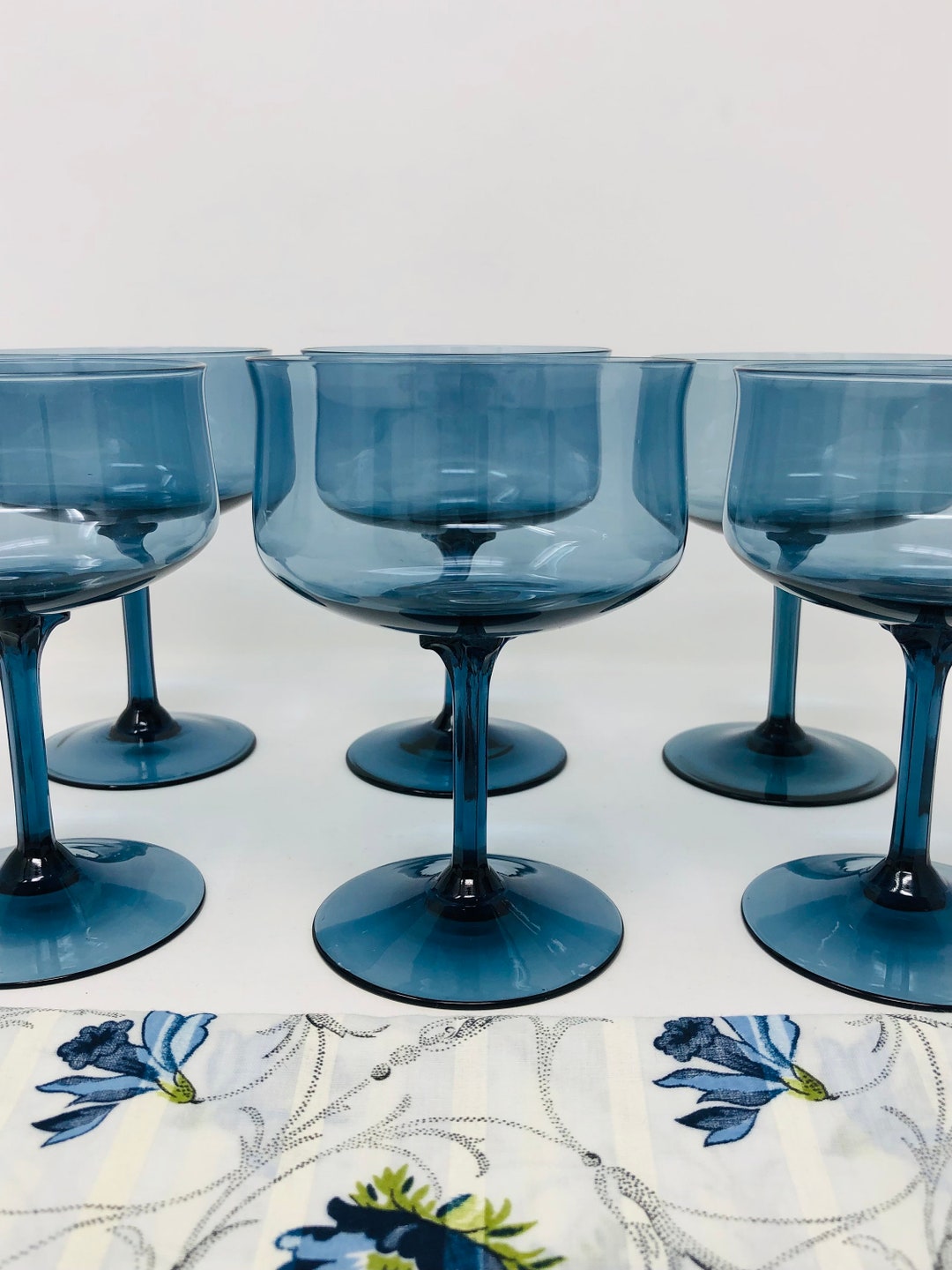 Lenox Blue Mist Champagne Tall Sherbet Glasses Set of 6 Blue Crystal ...
