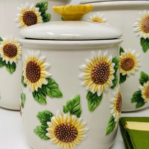 Sunflowers Canisters Set of 4 Yellow Sunflower Canisters 1970s Vintage ...