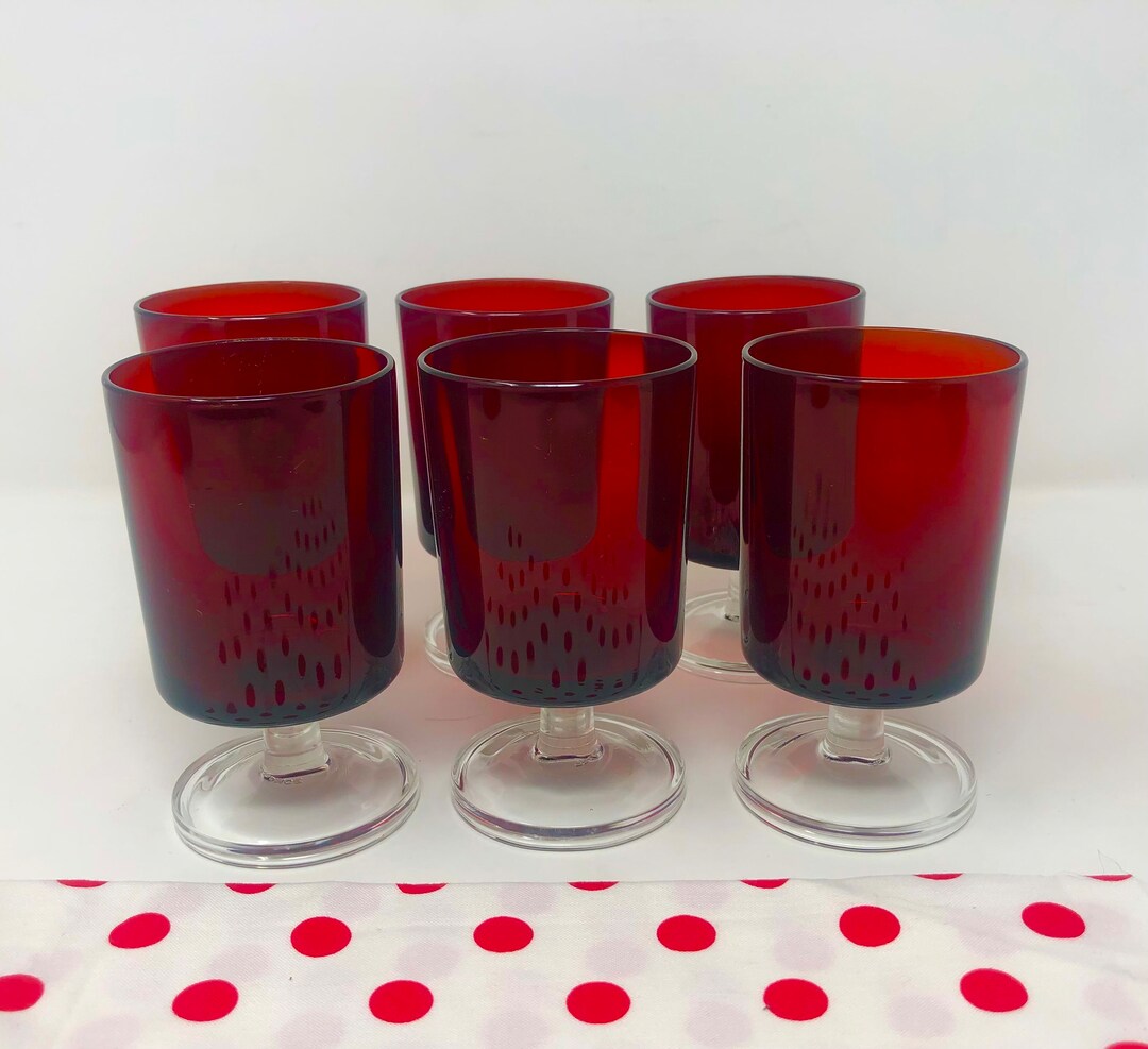 Vintage Cavalier Ruby Red Wine Glasses - Set of 6 French Barware - Etsy