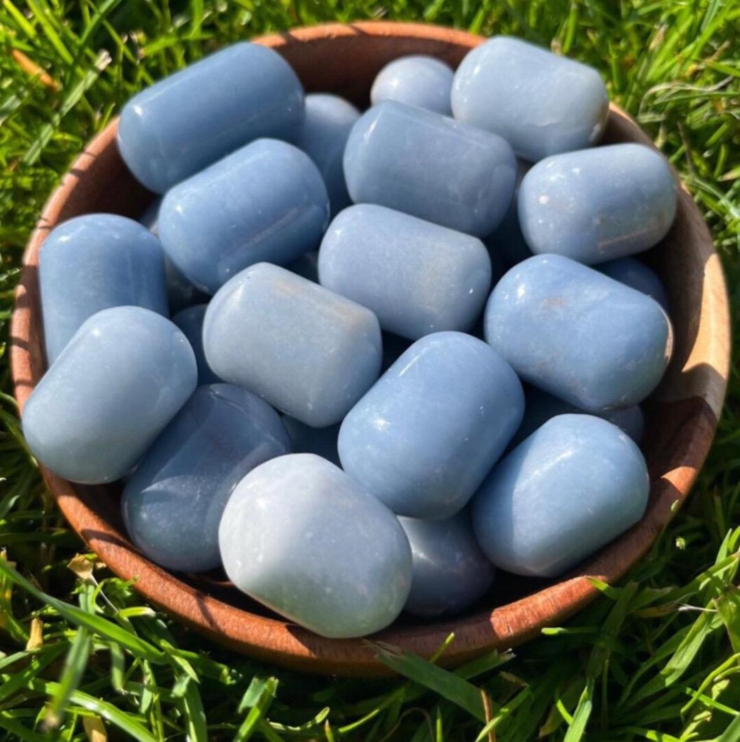 Angelite Nuggets Polished Tumbled Natural Gemstone Crystal Pocket Stone ...