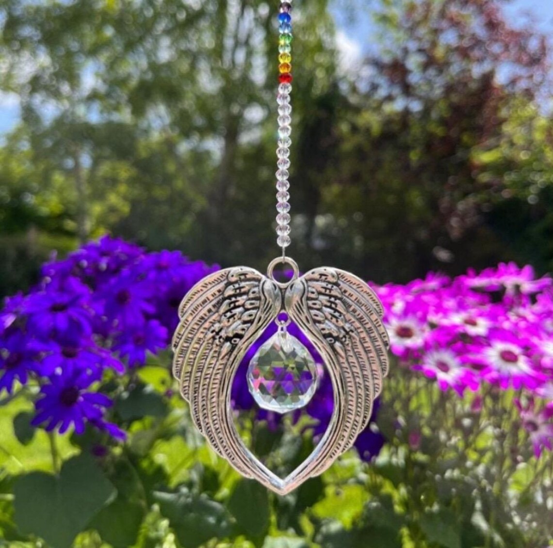 Rainbow Angel Wings Crystal Suncatcher Prism, Window Display ...