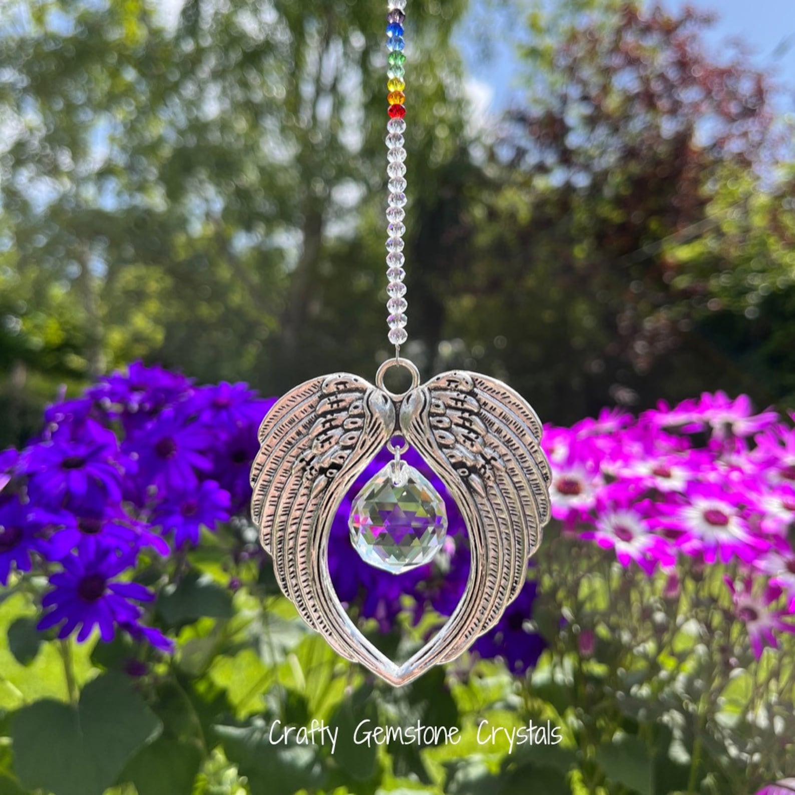 Rainbow Angel Wings Crystal Suncatcher Prism Window Display - Etsy