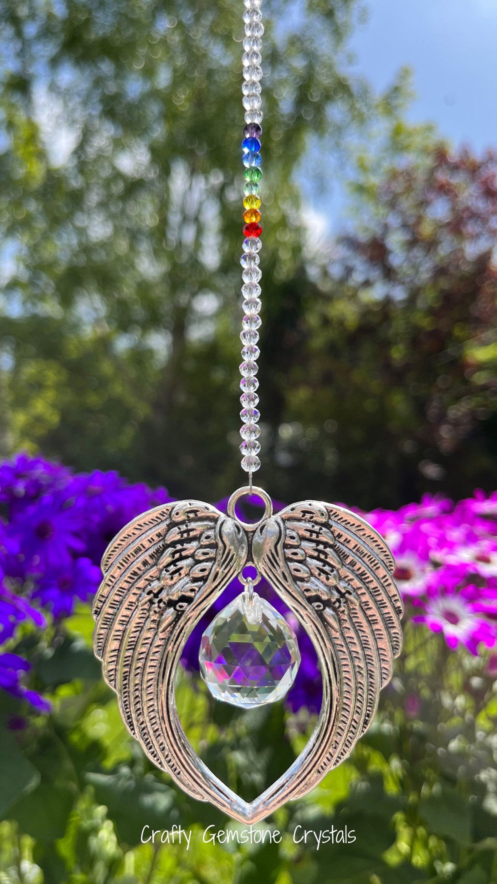Rainbow Angel Wings Crystal Suncatcher Prism Window Display - Etsy
