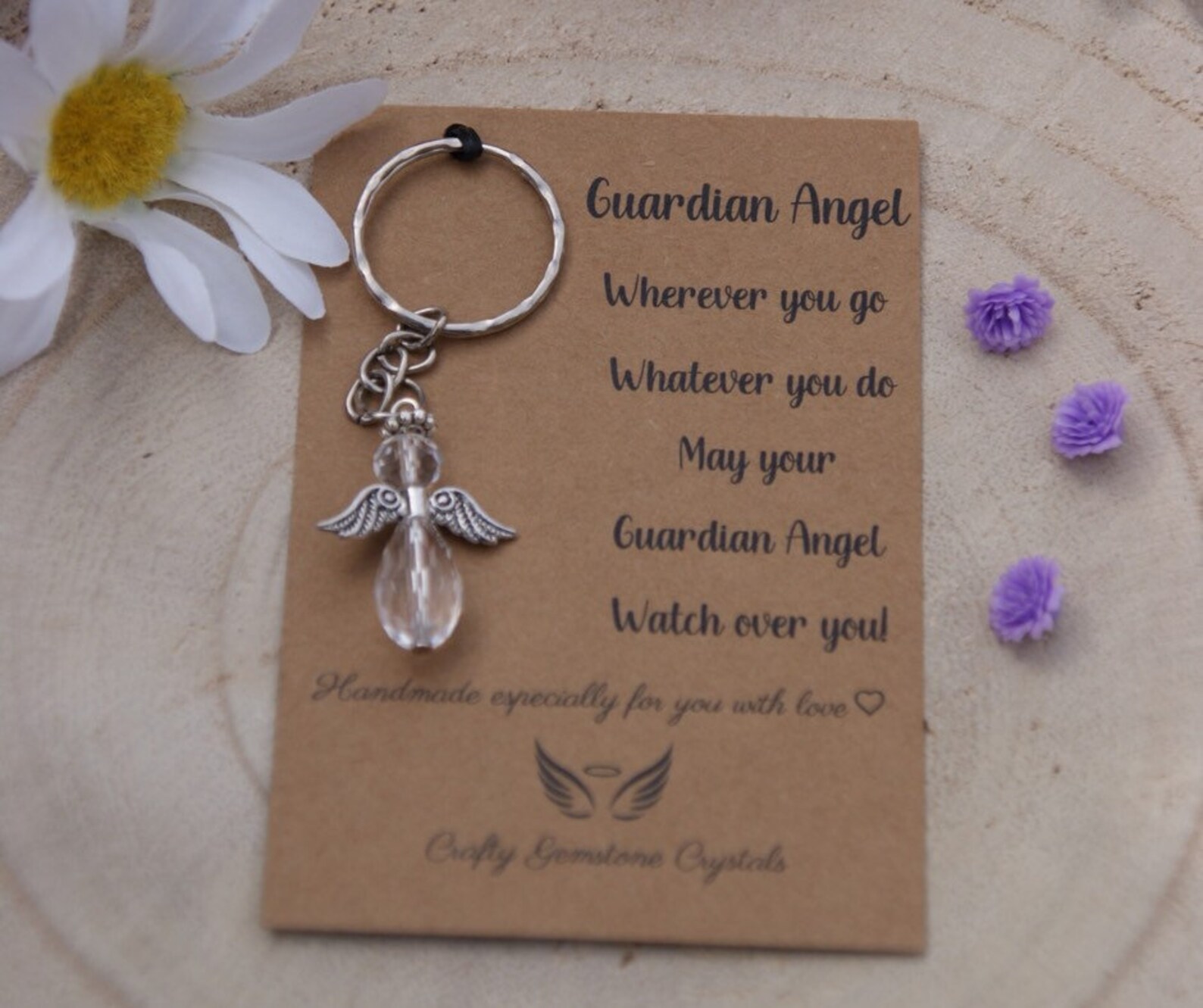 Guardian Angel Keyring Key Chain Car Charm Angel Message - Etsy