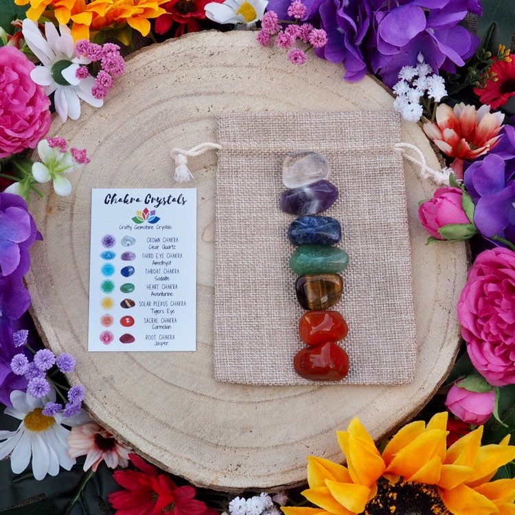 7 Chakra Set Crystal Tumbled Gemstones Healing Energy Reiki | Etsy