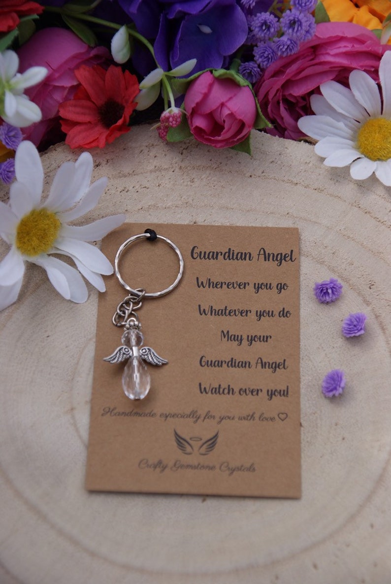 Guardian Angel Keyring Key Chain Car Charm Angel Message - Etsy