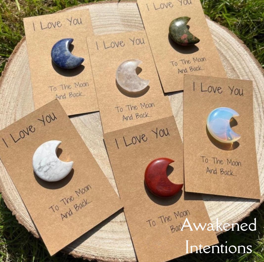 Crystal Moon Pocket Stone Gemstone Positive Gift Card Message Natural ...