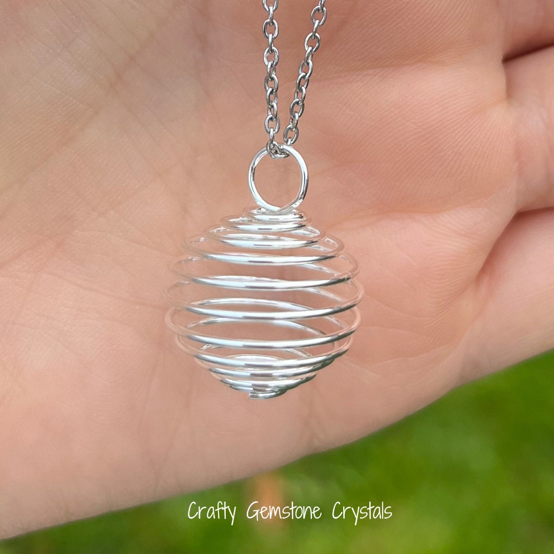 Crystal Cage Necklace Gemstone Holder Chain Spiral - Etsy