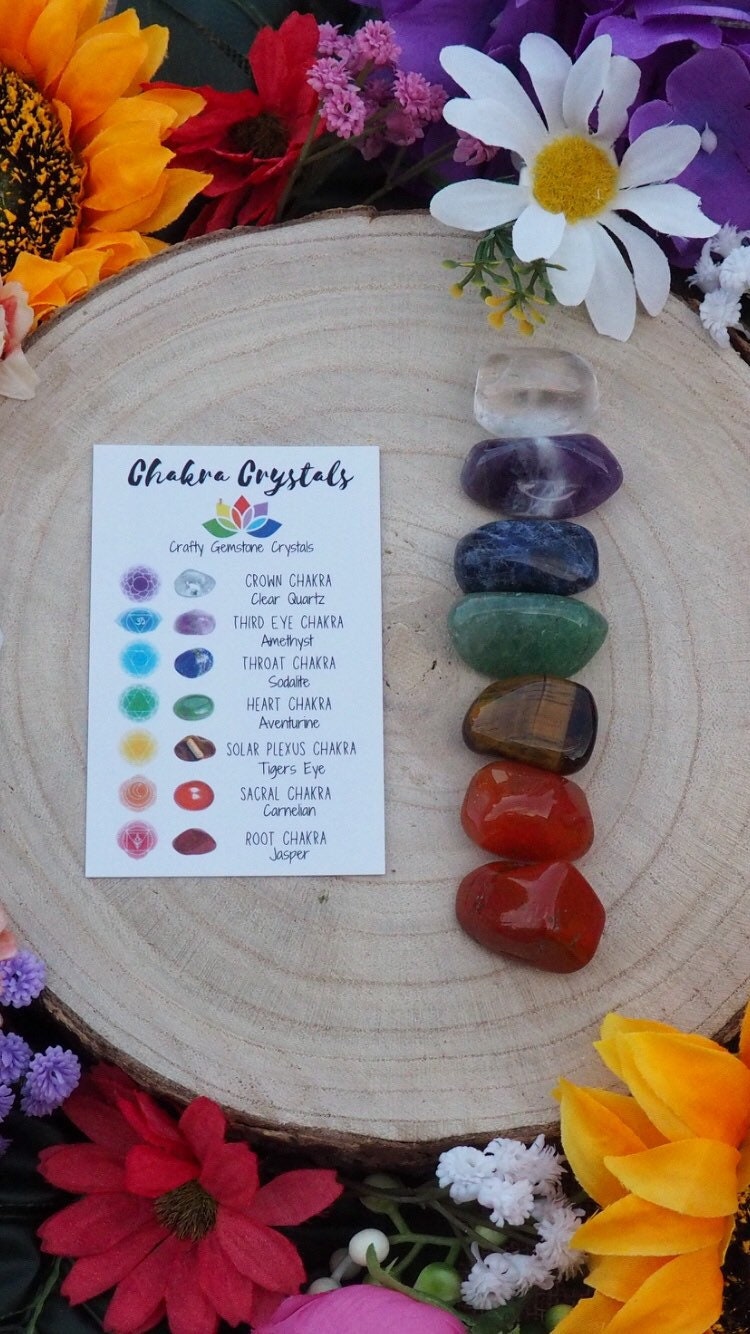 7 Chakra Set Crystal Tumbled Gemstones Healing Energy Reiki | Etsy