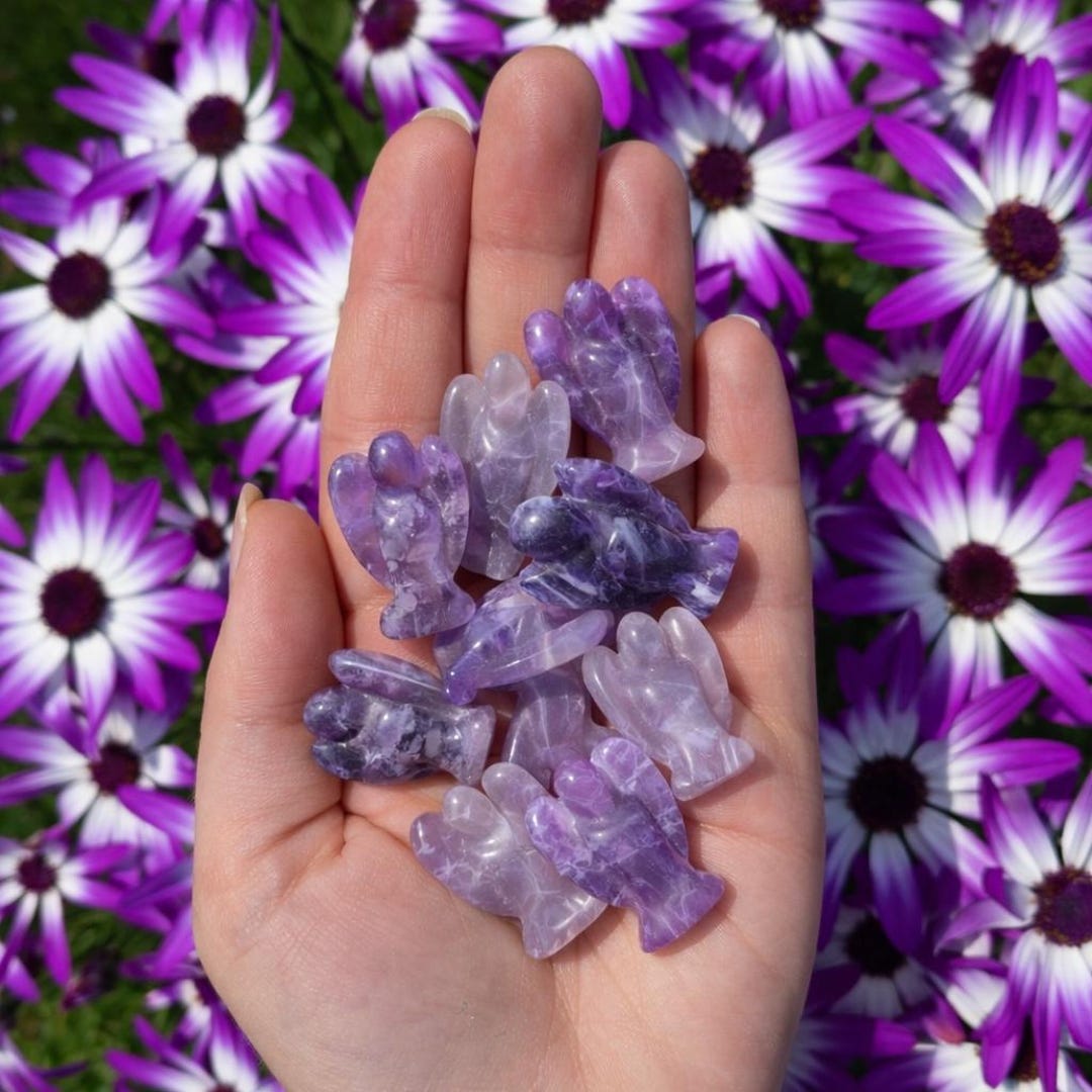 Pocket Amethyst Angel Guardian Angels Support Crystal Natural Gemstone ...