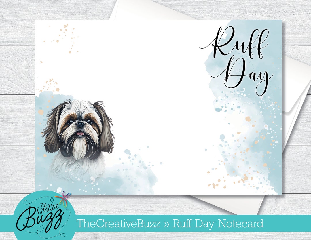 Watercolor Dog Set | 'ruff Day' Shih Tzu | Note Cards & Envelopes - Etsy