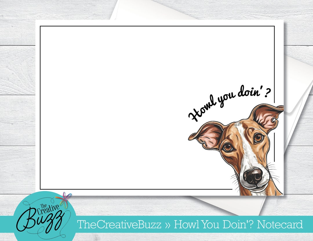 Dog Set | 'howl You Doing?' Greyhound | Note Cards & Envelopes - Etsy
