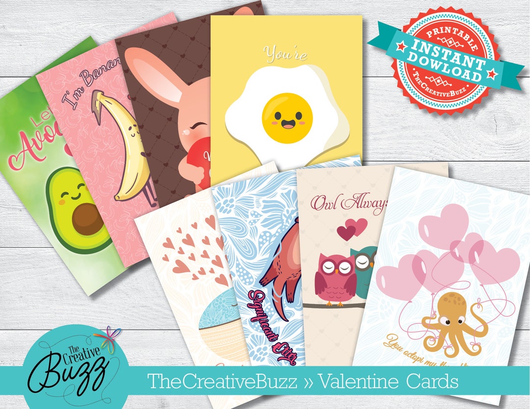 Cute Kid Friendly Valentine's Day Cards Bundle Set of 8 - Etsy