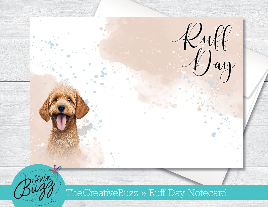 Watercolor Dog Set | 'ruff Day' Labradoodle | Note Cards & Envelopes - Etsy