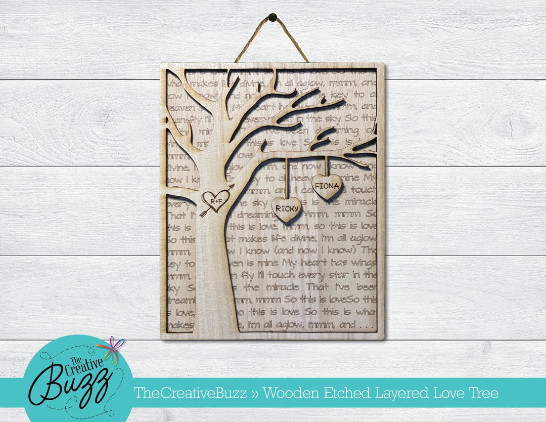 Tree of Love, Custom Etched Wood Layered Love Tree,valentine's Day ...
