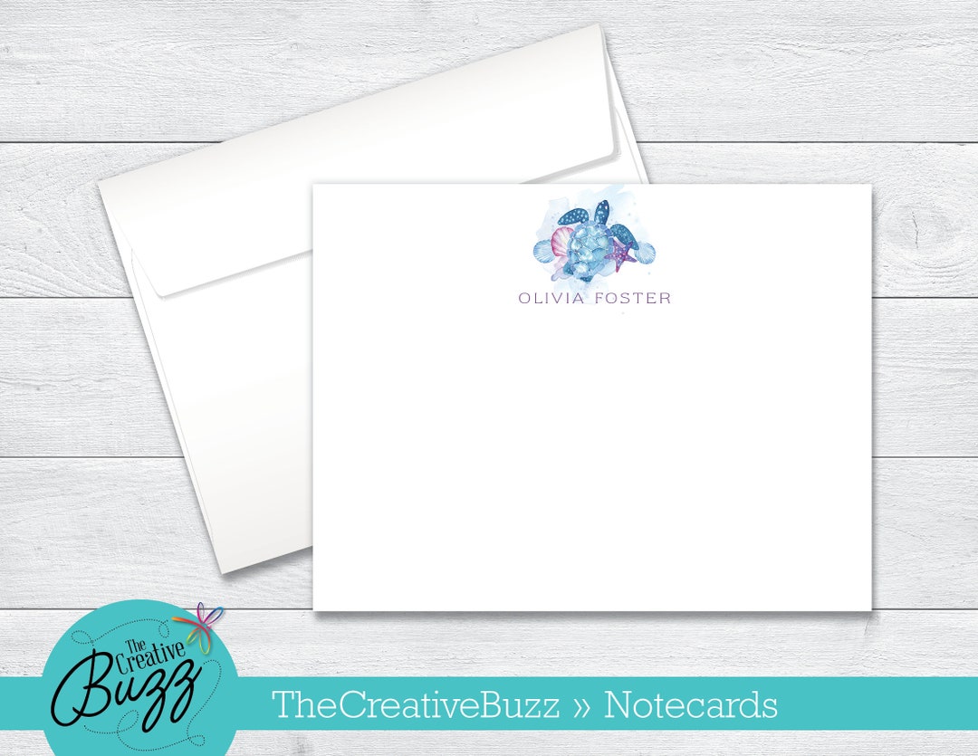 Nautical Stationery Set | Sea Turtle Note Cards | Personalized ...