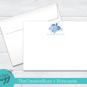 Nautical Stationery Set | Sea Turtle Note Cards | Personalized ...