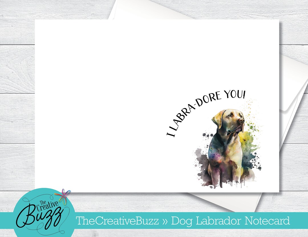 Watercolor Dog Set | Sitting Yellow Labrador | Note Cards & Envelopes ...