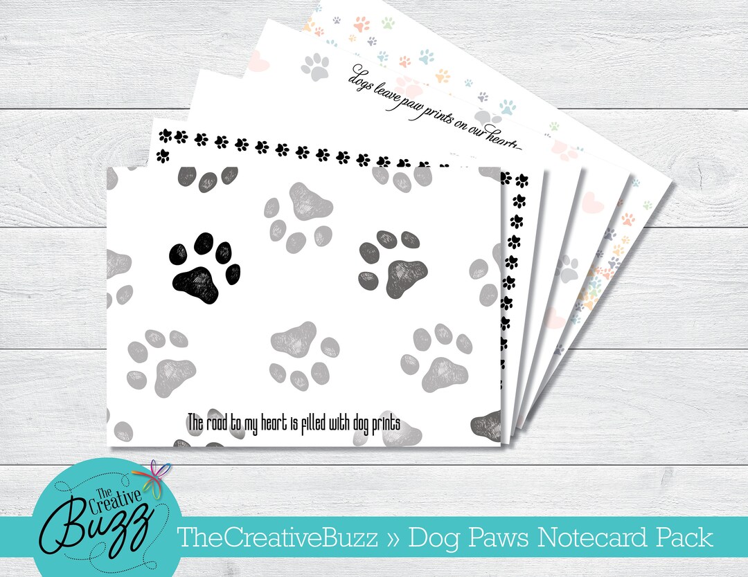 Variety Paw Pack | Paw Prints | Note Cards & Envelopes - Etsy