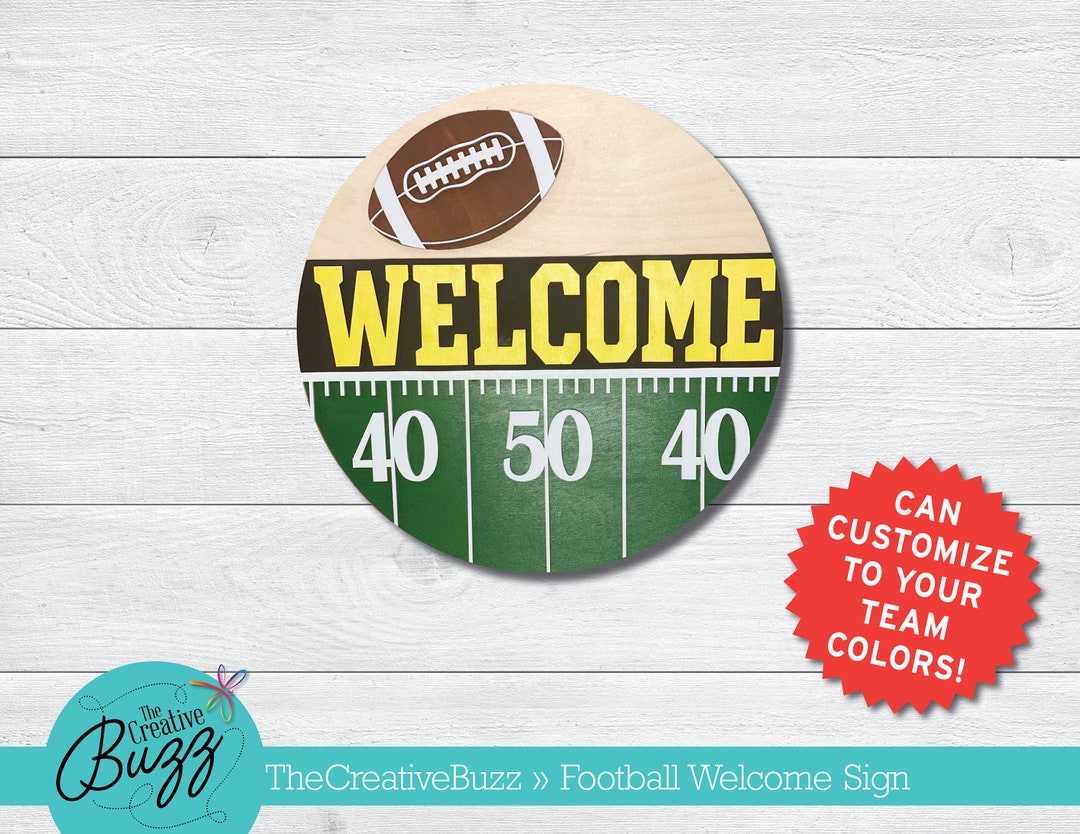 Football Welcome Wooden Sign, Can Customize to Your Team's Colors - Etsy
