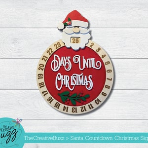 Santa Countdown Days Until Christmas Wooden Sign, Laser Cut, Hand ...